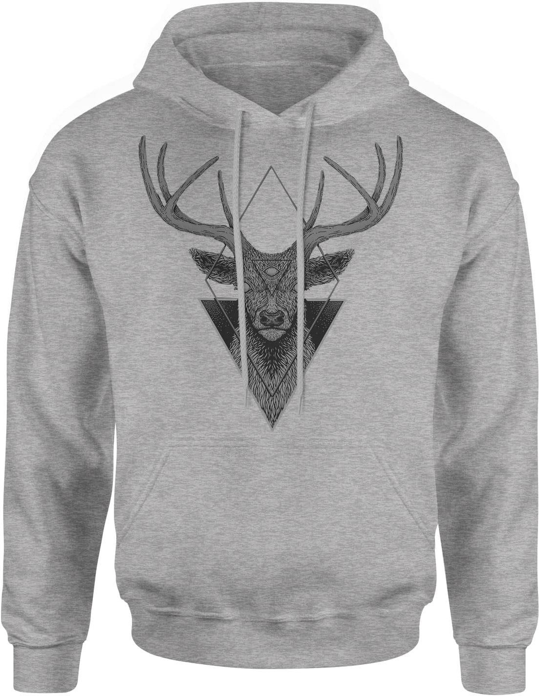 Jeleń dla myśliwego z jeleniem rogami Męska bluza z kapturem (S, Szary ...