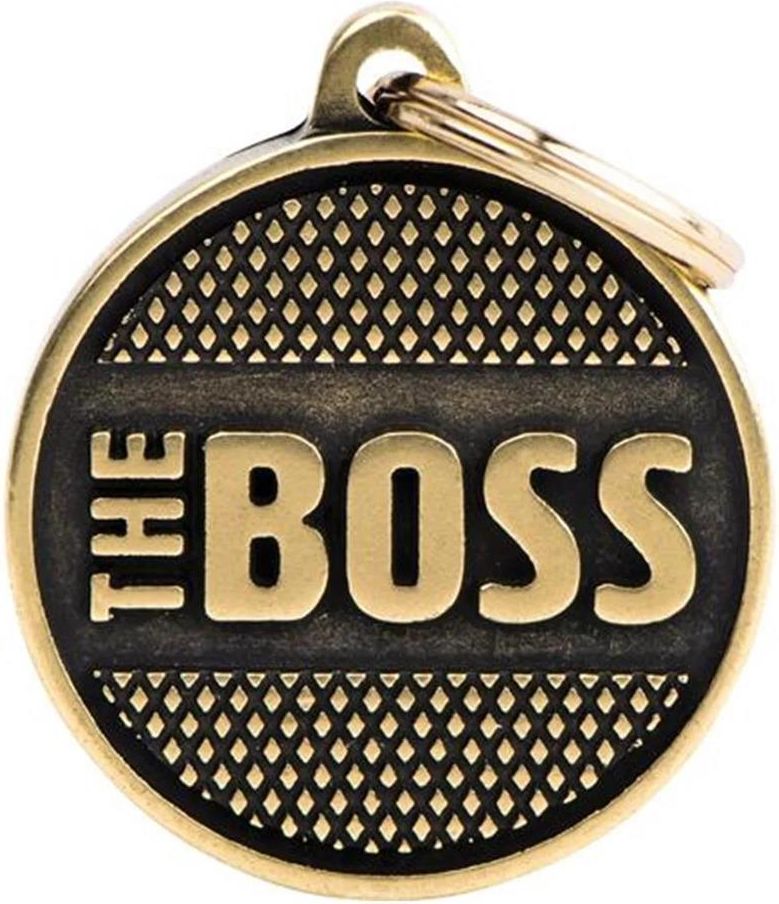 Myfamily Id Tag Medium Circle The Boss Rhombus In English Brass MBR027U ...