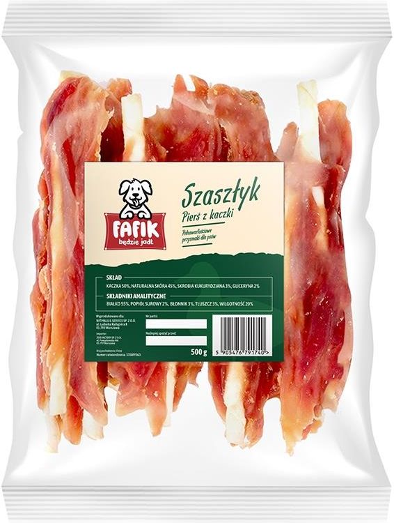 Karma Fafik Naturalny Przysmak Dla Psa Szaszłyk Z Kaczki 500G - Ceny i ...