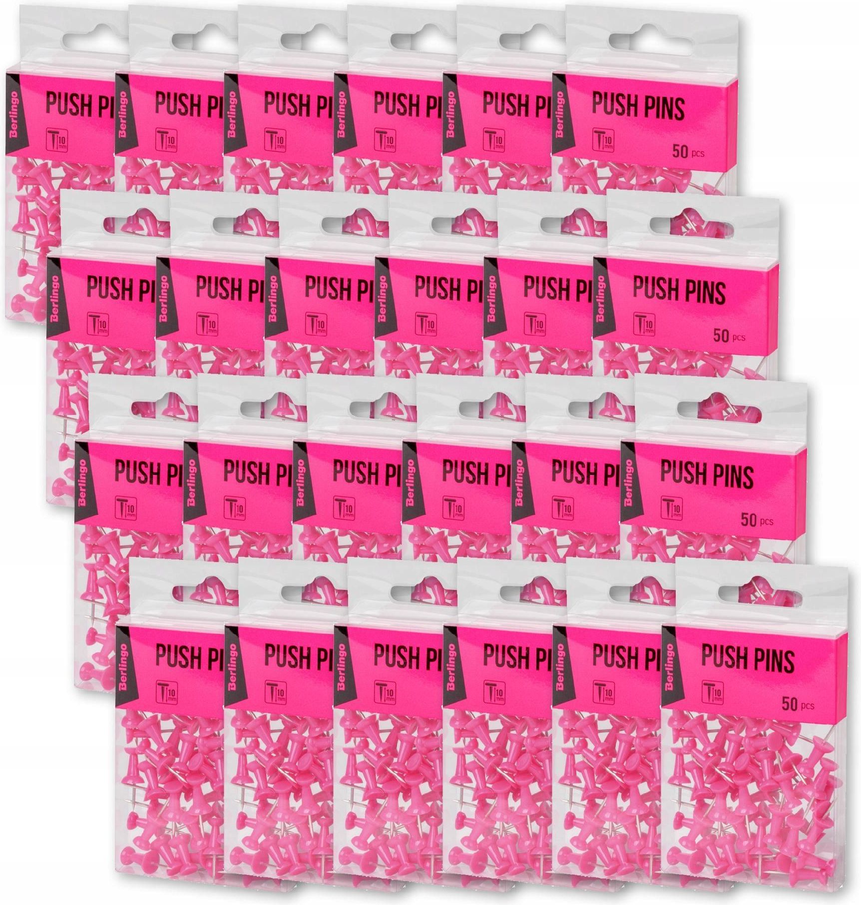 Berlingo Pinezki Beczułki, 22X10 Mm, Igła 10 Mm, Różowy, 50 Szt, 24 Op ...