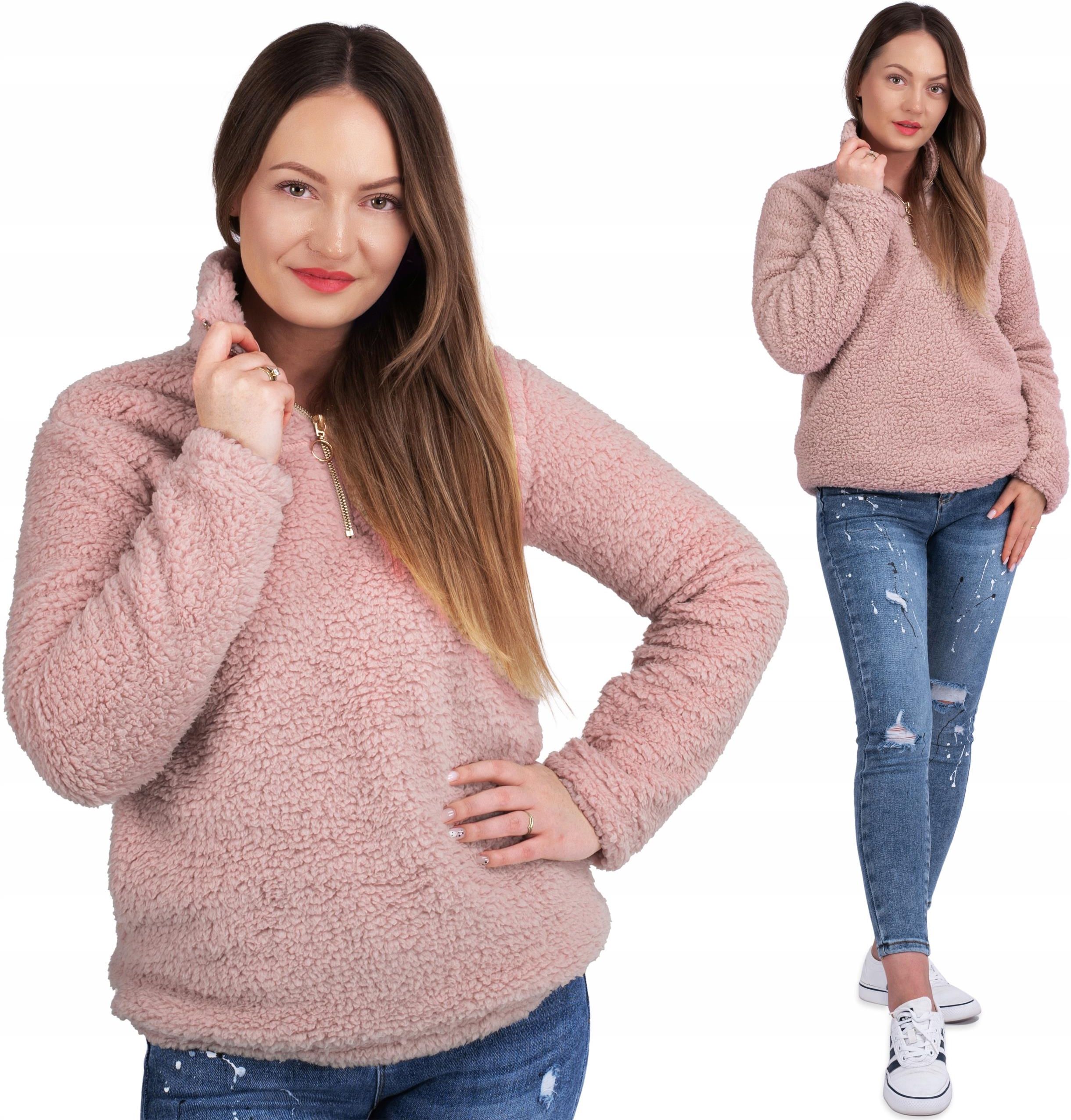 Bluza Damska S Ciepła Gruba Sherpa Z Kołnierzem Polar Baranek Dirty ...