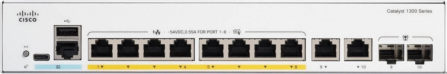 Cisco Catalyst 1300 8-port GE PoE Ext PS 2x1G Combo (C13008PE2G ...