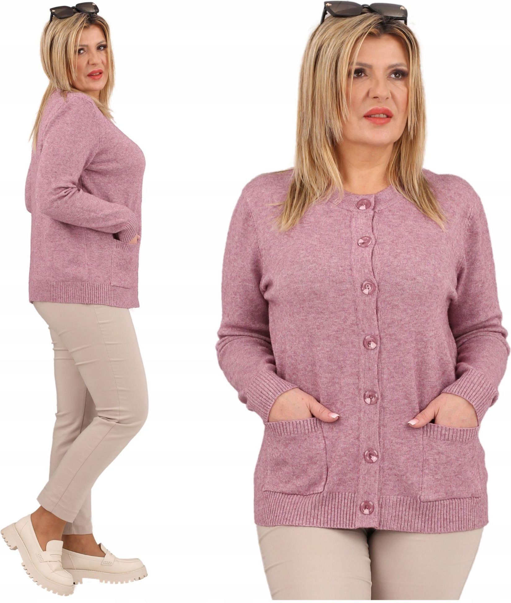 Sweter Rozpinany Damski Bawełniany Kardigan Na Guziki Ciepły Oversize 44-48 - Ceny i opinie ...