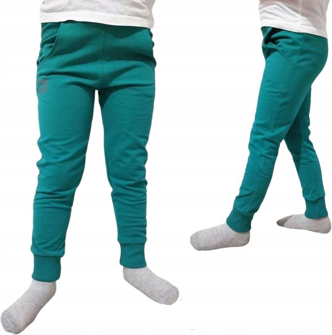 Spodnie chłopięce dresowe Slim Sport Mrofi Szkoła Zielony r 116 cyjan ...