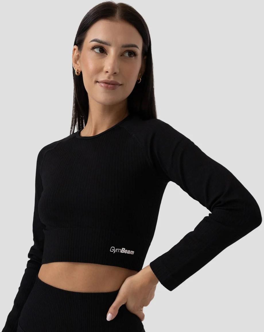 GymBeam Damski Crop Top FLO Ribbed Black - Ceny i opinie - Ceneo.pl