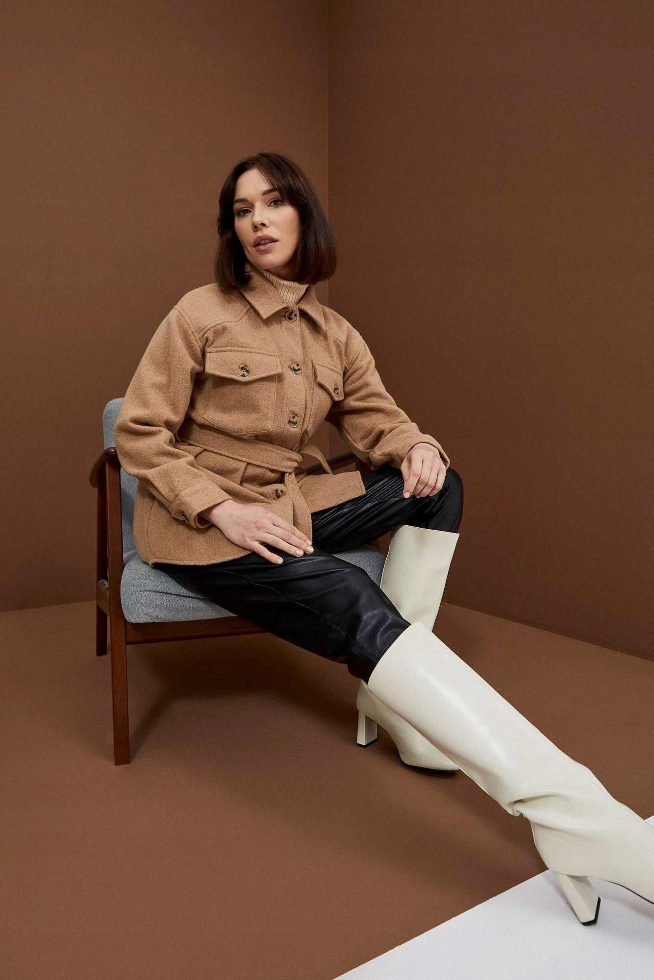 Koszulowa kurtka z paskiem M od Moodo - Ceny i opinie - Ceneo.pl