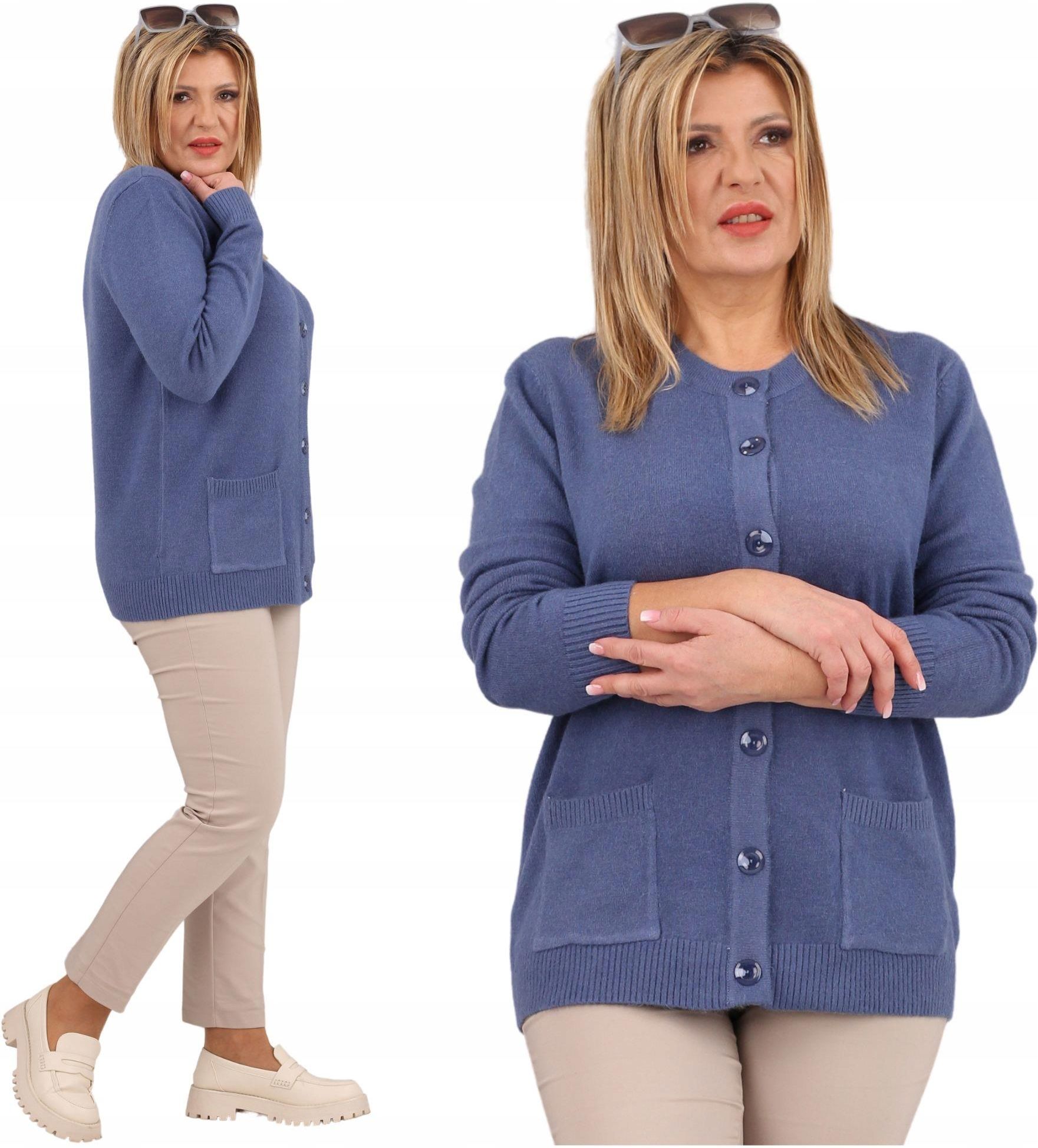 Kardigan Sweter Damski Bawełniany Rozpinany Na Guziki Luźny Rozmiary 44 ...