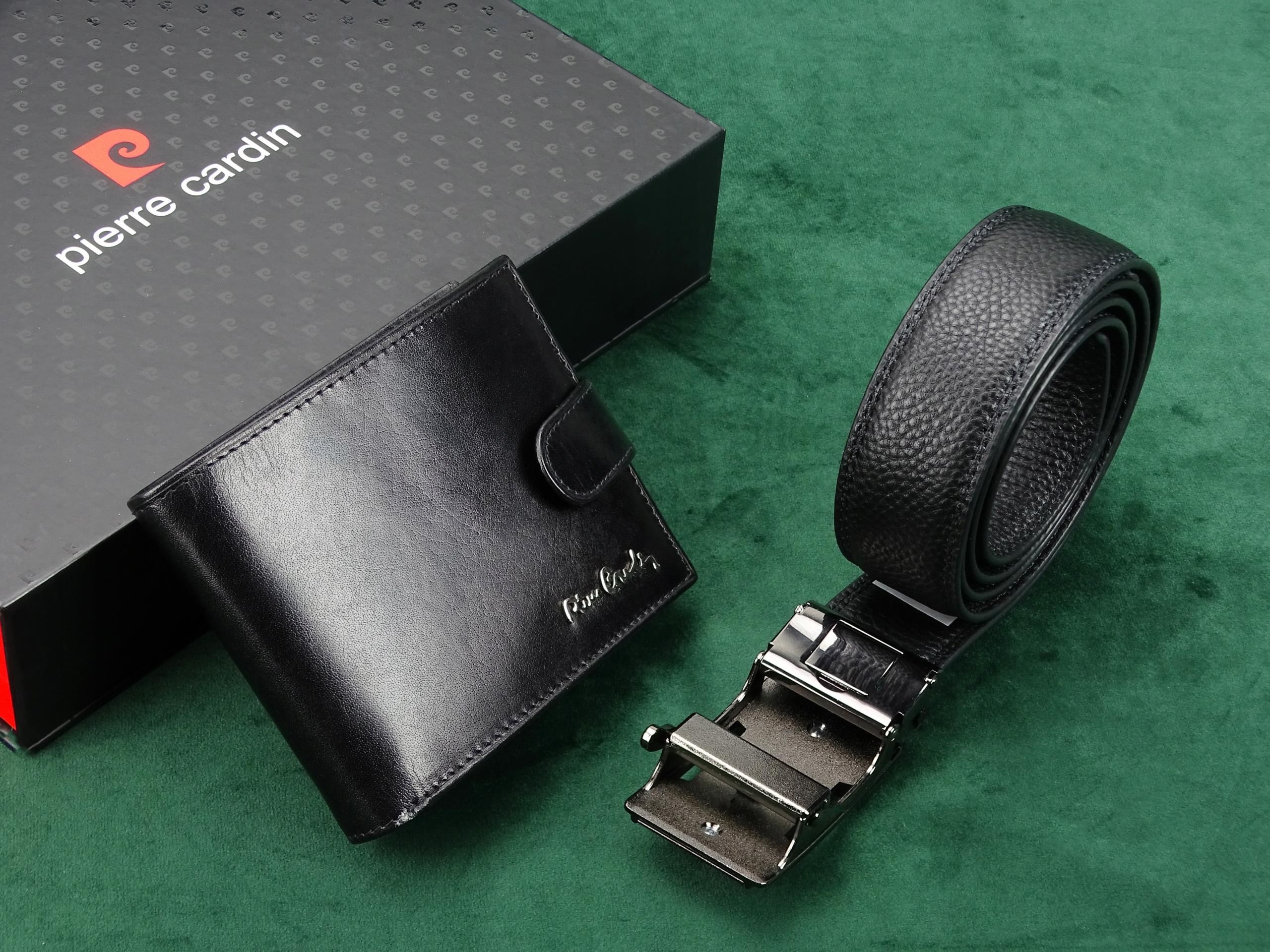 Młodzieżowy Pasek długi i Portfel Pojemny Skóra Naturalna Box Pierre ...