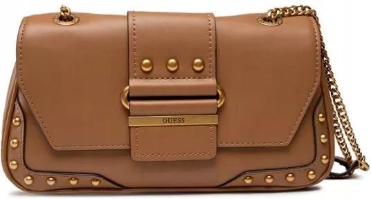 Guess Torebka Damska Noelle Crossbody Brązowa Quoio Koniak Z Ćwiekami ...