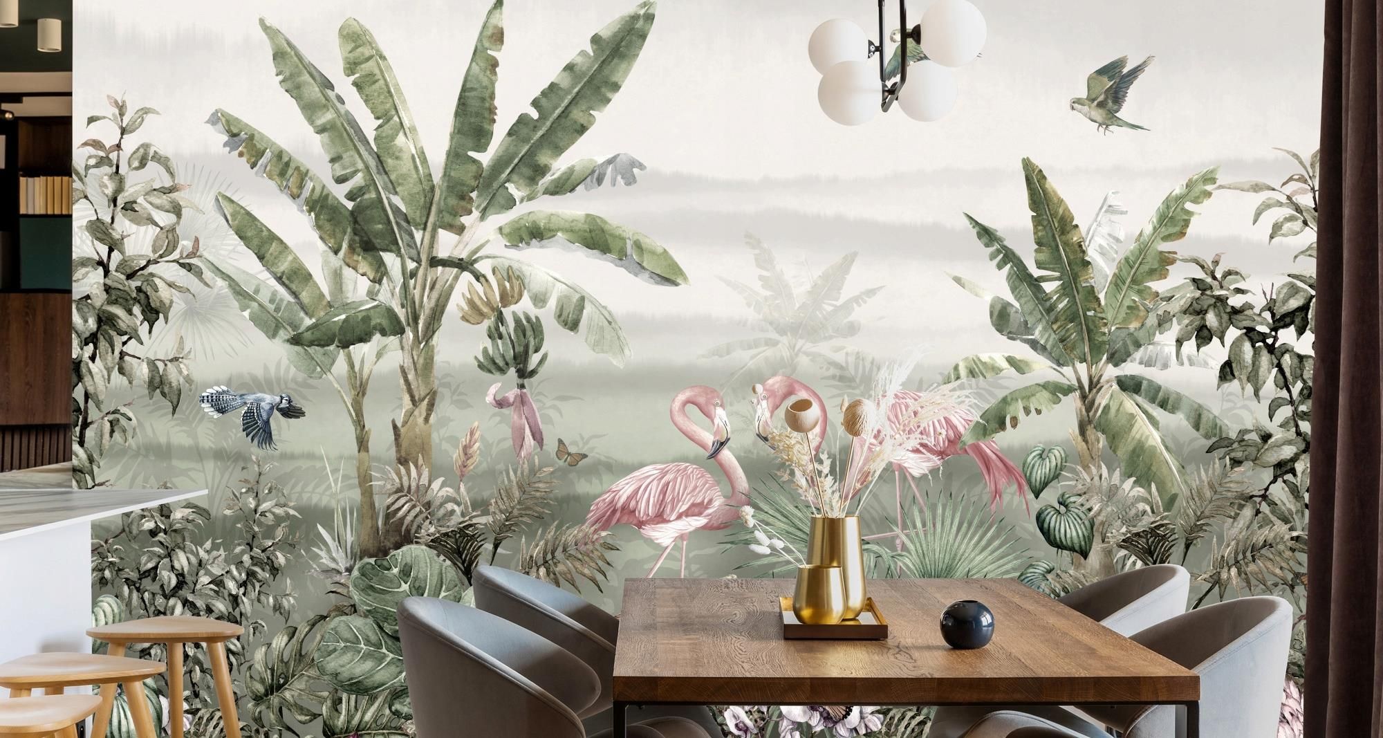 Muralo Fototapeta Flamingi Akwarelowe Rośliny Tropikalne Abstrakcja 368X254 - Opinie i ceny na ...