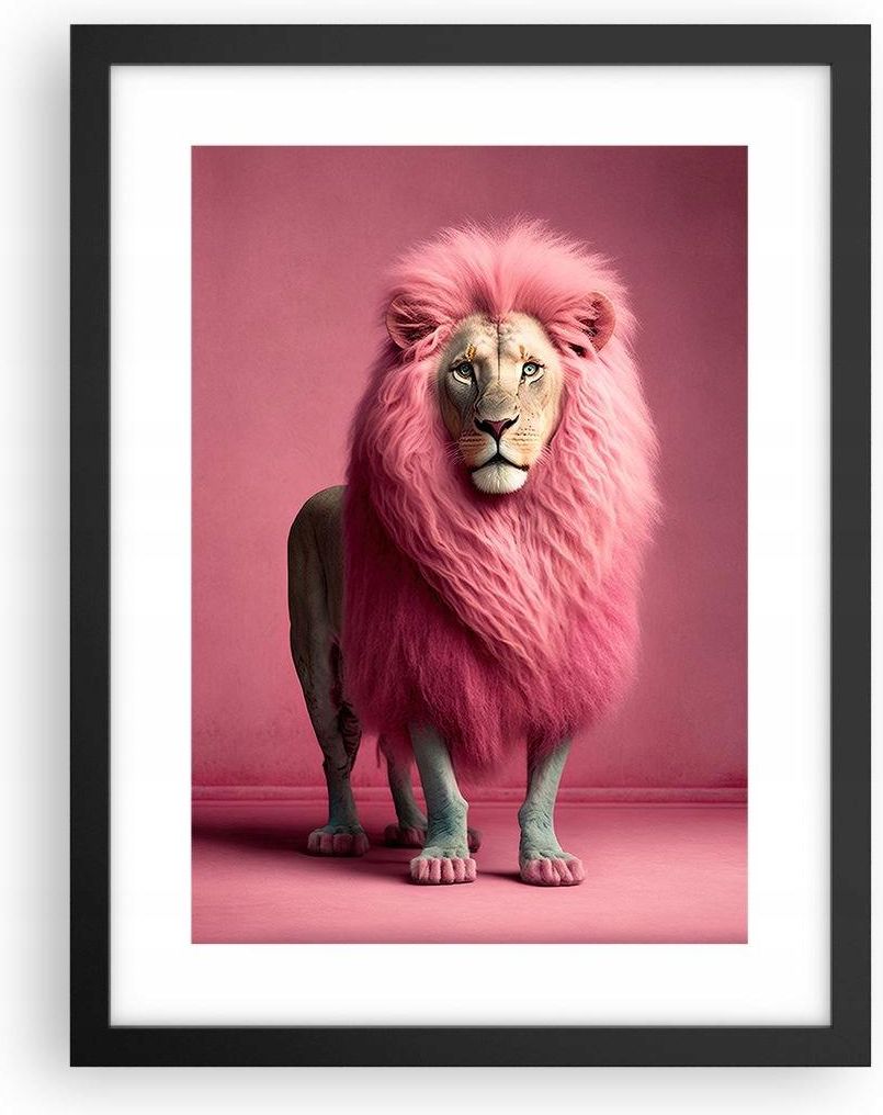Arttor Obraz Plakat w ramie czarnej do Salonu 30x40 Lew Foto Plakaty na ...