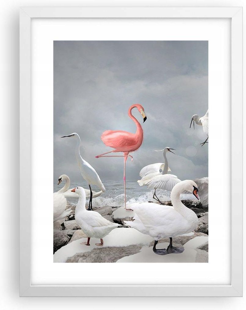 Arttor Obraz Plakat w ramie białej do Salonu 30x40 Flaming Foto Plakaty ...