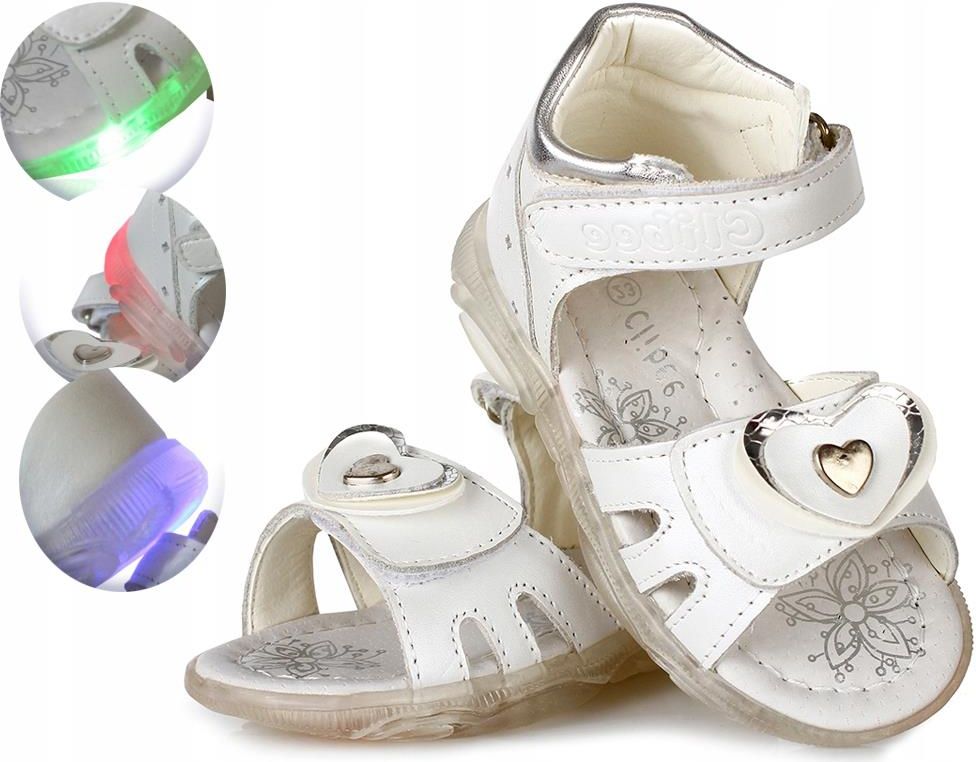 Sandały białe serce led skóra naturalna clibee 24 - Ceny i opinie - Ceneo.pl