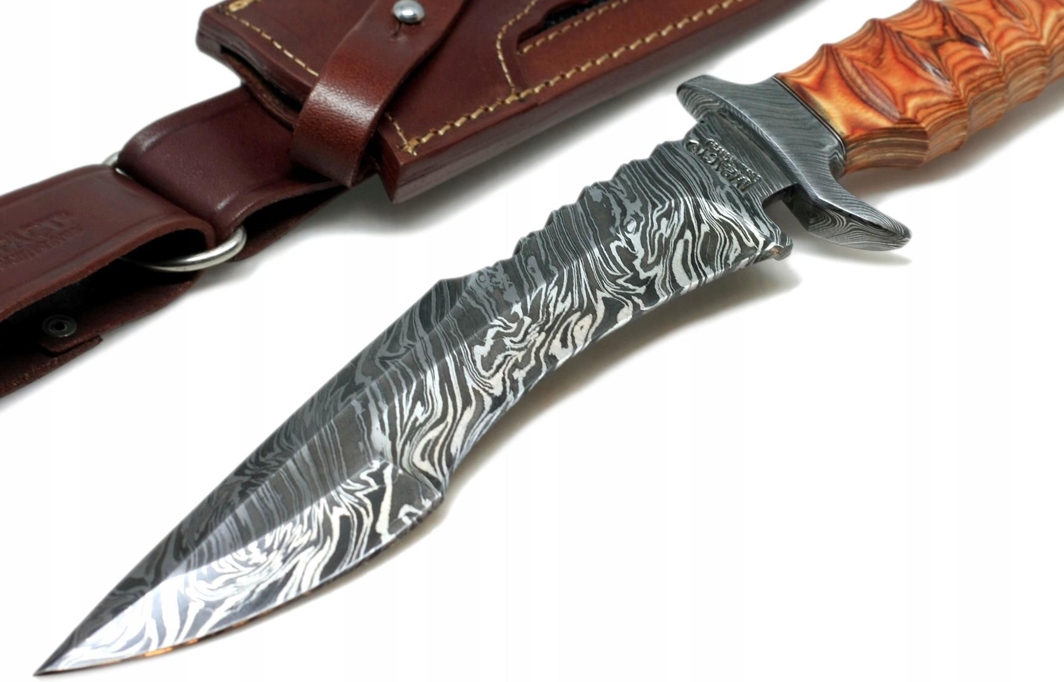 Nóż Myśliwski Bowie Impact Hs-162 Taktyczny Stal Damasceńska Drewno ...