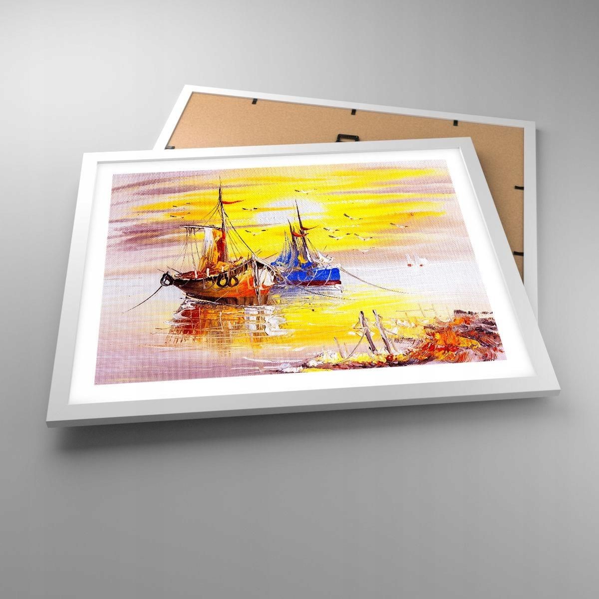 Arttor Obraz Plakat na ścianę w ramie białej 50x40 Łódź Rybacka Foto do ...