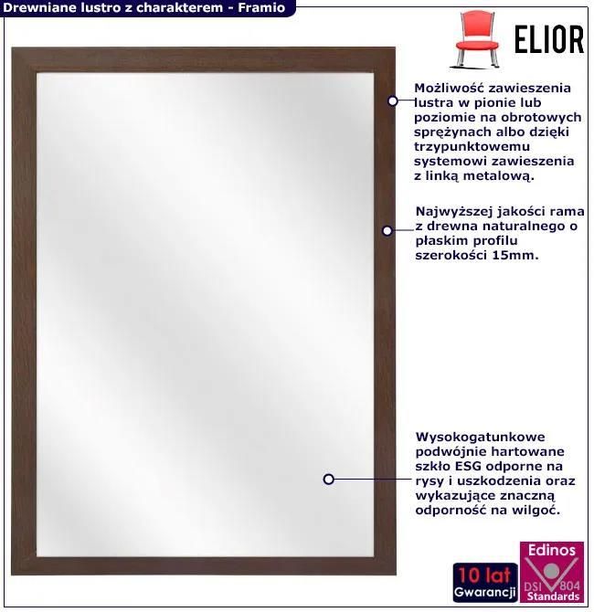 Elior Ciemnobrązowe Lustro Ścienne Drewniane Framio 40X60Cm - Opinie i ...