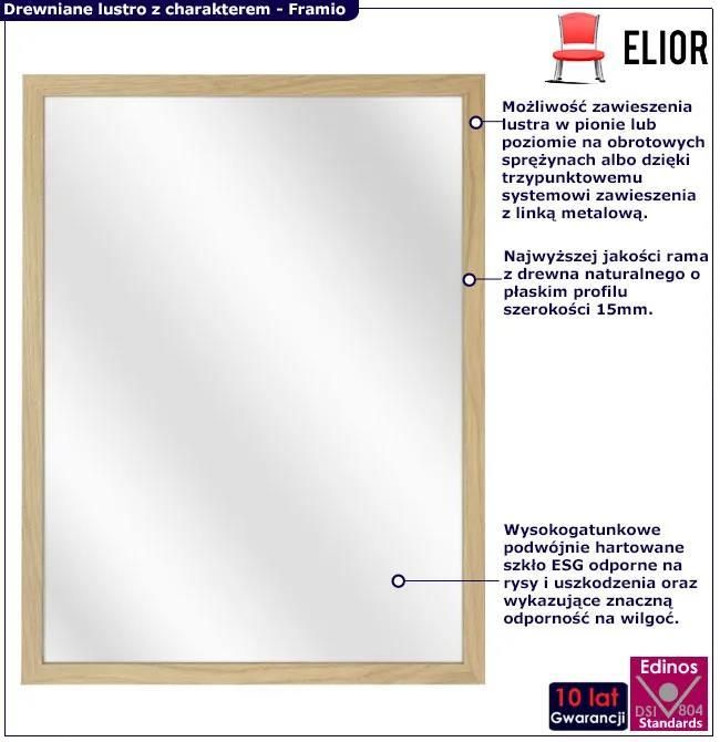 Elior Drewniane Lustro Ścienne Prostokątne Naturalny Dąb Framio 30X45Cm ...