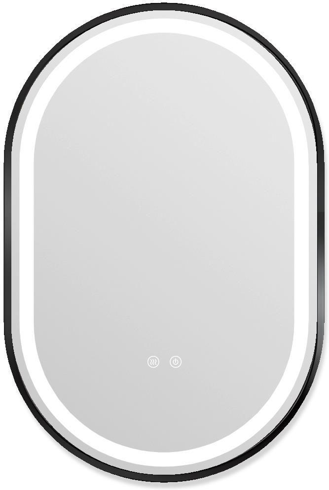 Bez Marki Lustro Łazienkowe Led 50X75 Cm Owalne Czarna Rama Dotykowe ...