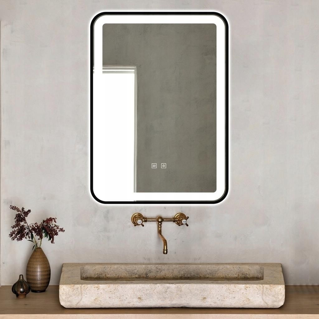 Bez Marki Czarne Lustro Łazienkowe Led 50X70 Antifog Czarna Ramka ...