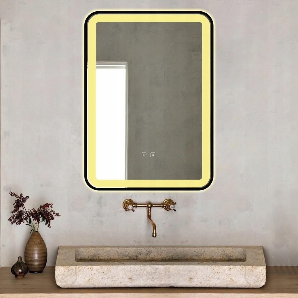 Bez Marki Czarne Lustro Łazienkowe Led 50X70 Antifog Czarna Ramka ...