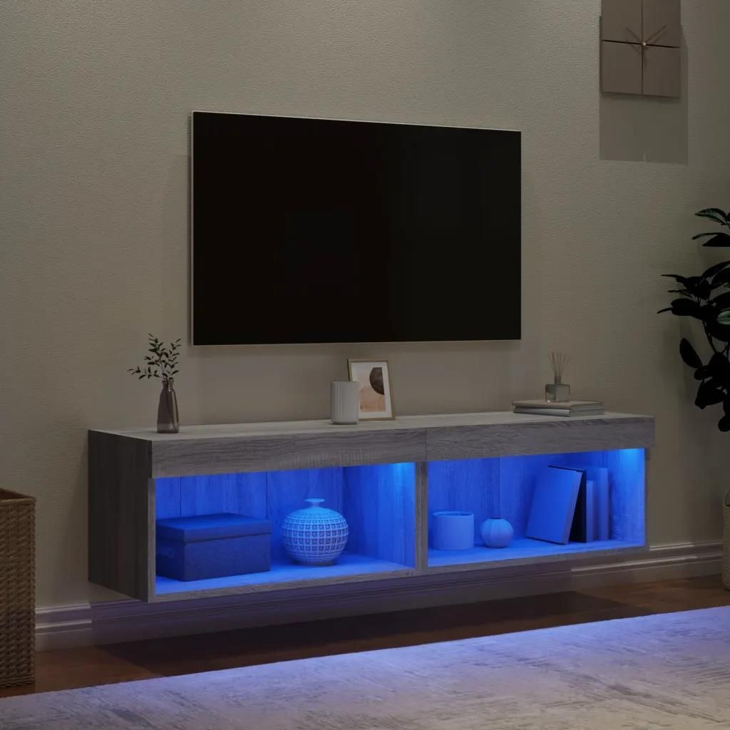Vidaxl Szafki Pod Tv Z Led 2 Szt. Szary Dąb Sonoma 60X30X30 Cm 837138 ...
