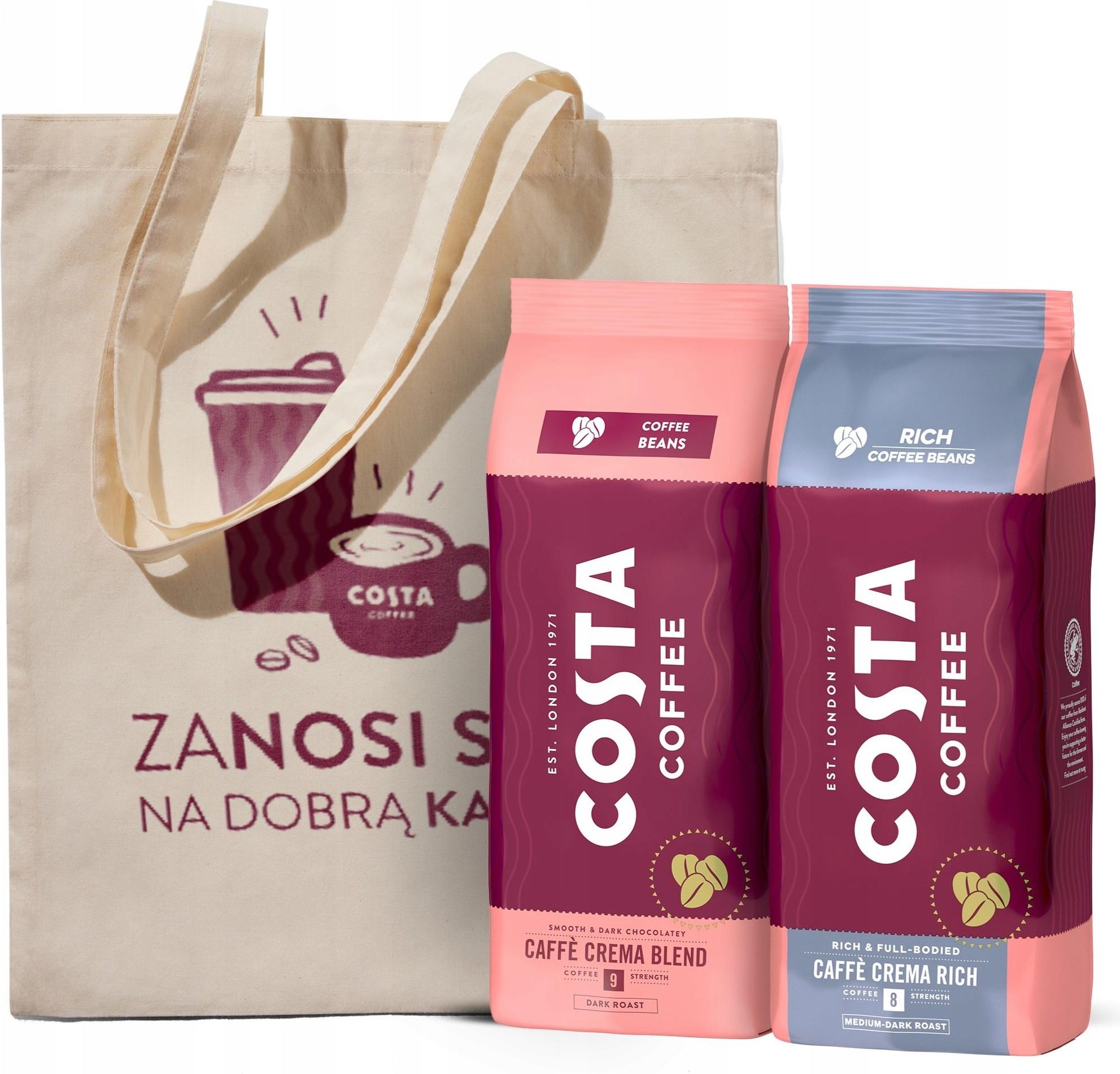 Kawa Costa Coffee Caffe Crema Rich Ziarnista 1kg +Costa 1kg - Ceny i ...