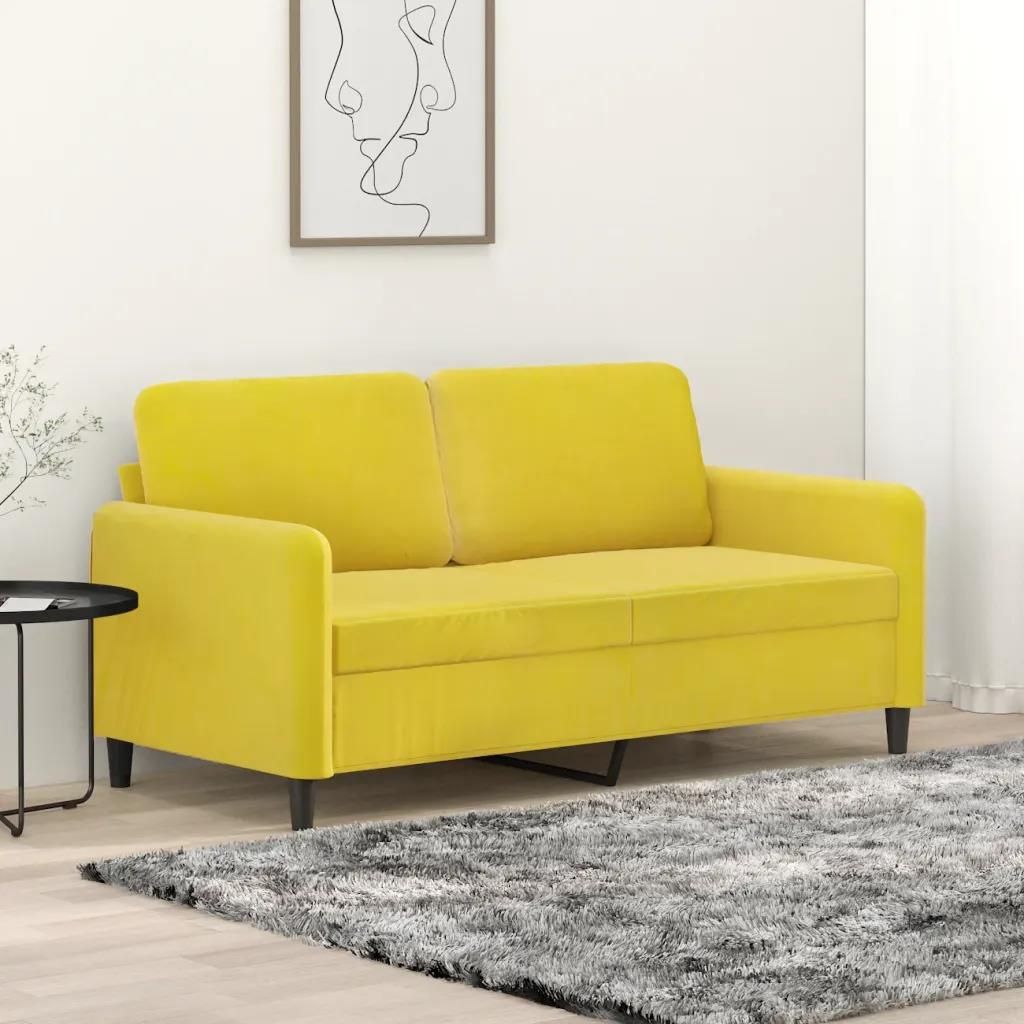 Vidaxl Sofa 2-Osobowa Żółta 140 Cm Tapicerowana Aksamitem 359448 ...