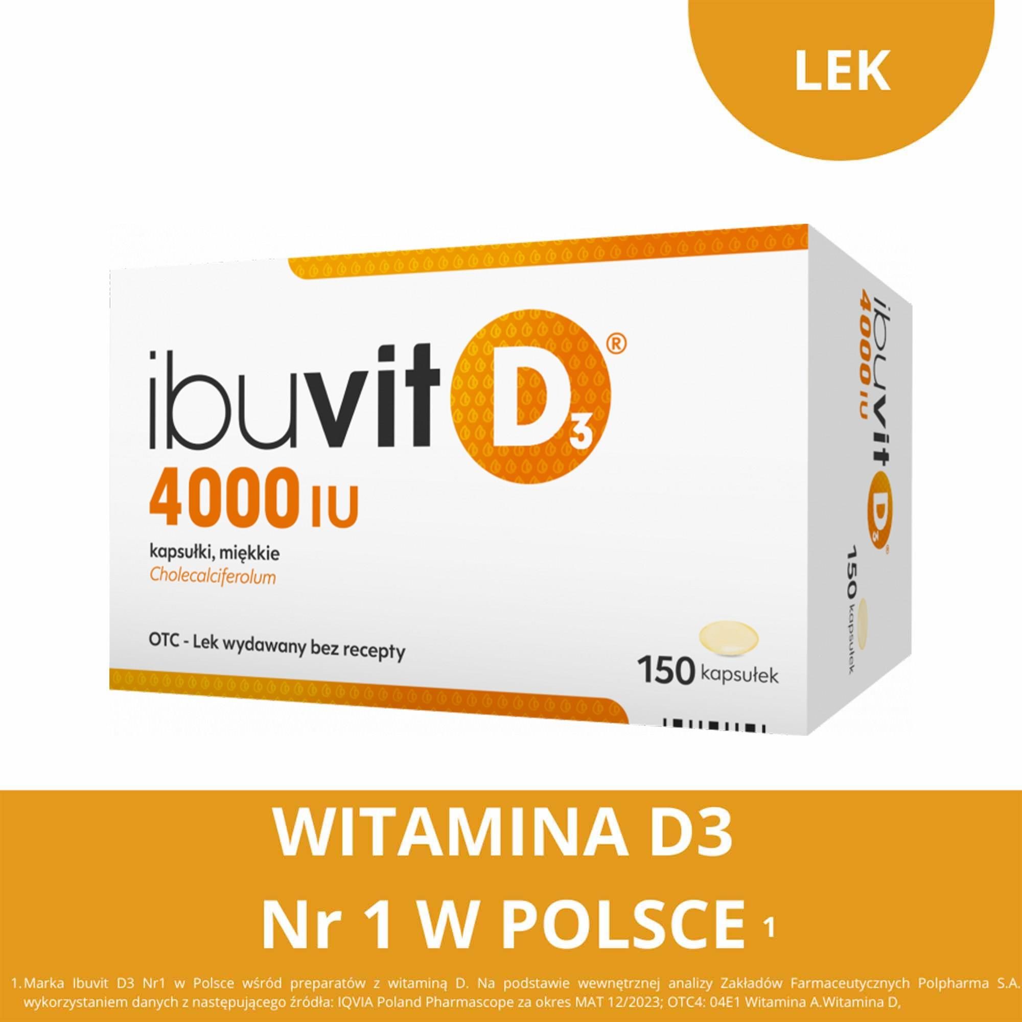 Ibuvit D3 4000 IU 150 kaps. - Opinie i ceny na Ceneo.pl
