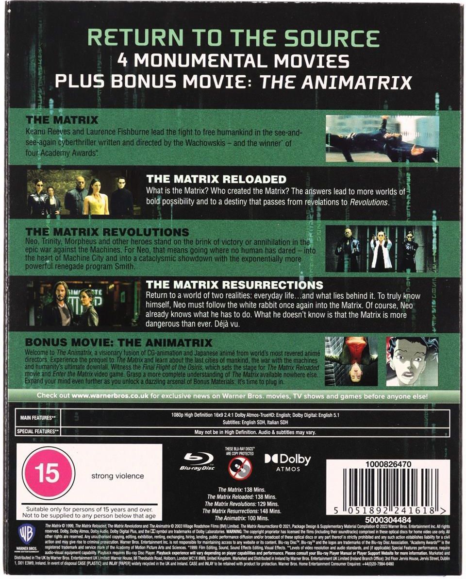 Film Blu-ray The Matrix Ultimate Collection (4 Films Animatrix) (Blu ...