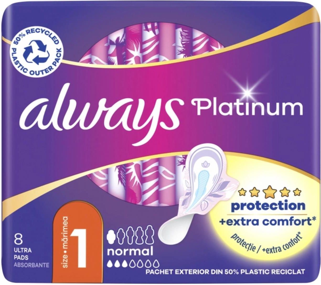 Always Platinum Normal Podpaski Ze Skrzydełkami Rozmiar 1 8 szt ...