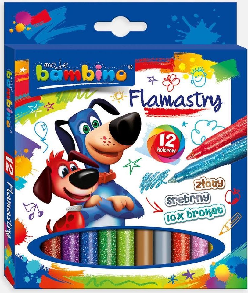 Bambino Flamaster 12 Pack Różne Kolory W Tym 10 Brokatowych - Ceny i ...