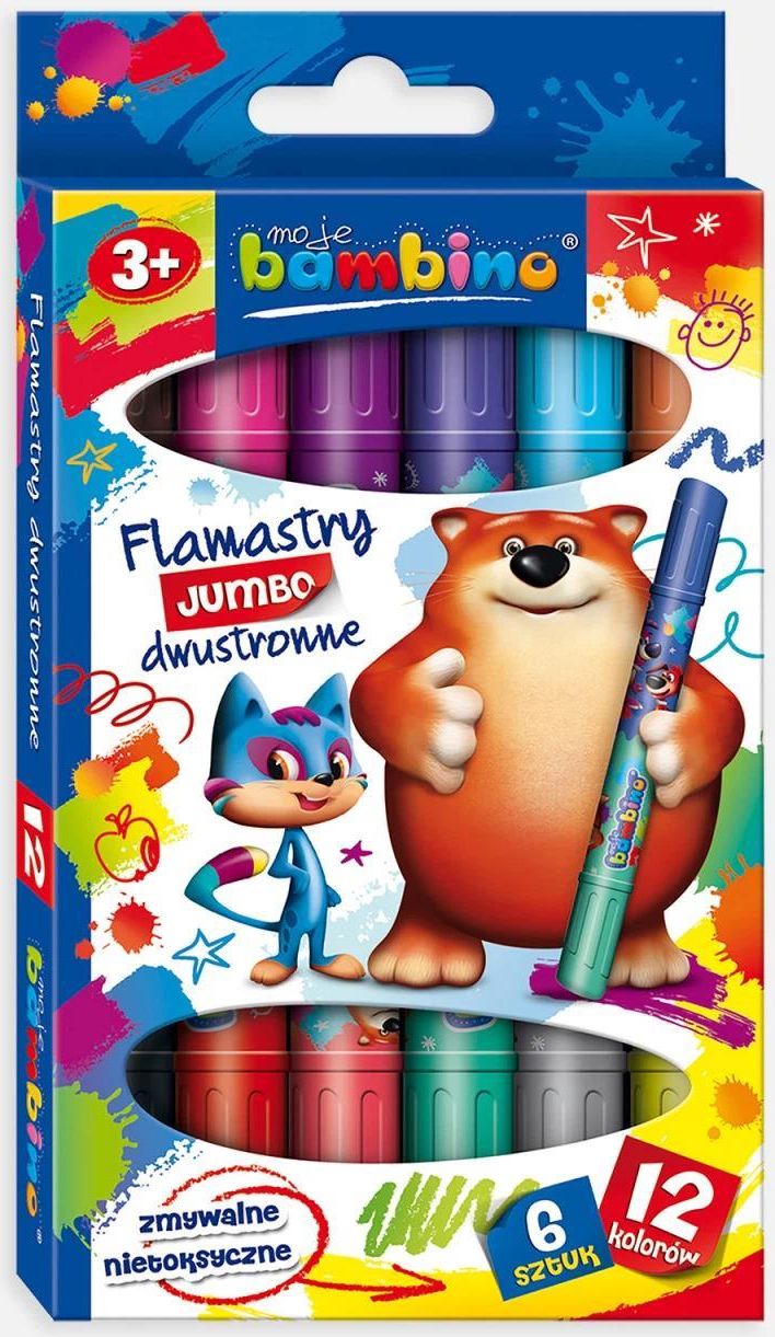 Bambino Flamaster Dwustronny Jumbo 12 Kolorów Zmywalny W Zwierzątka ...