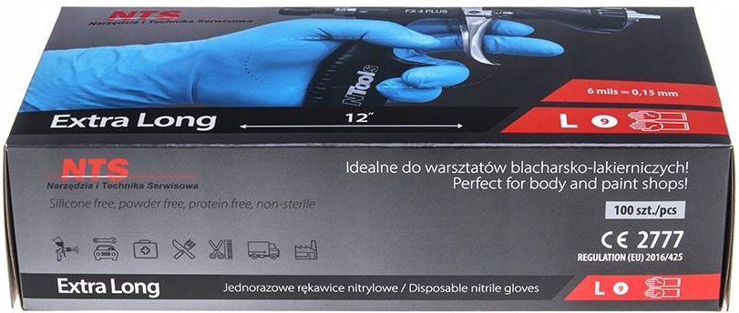 Nts Rękawice Nitrylowe Grubość 6 Mils Długi Mankiet L - Ceny i opinie ...