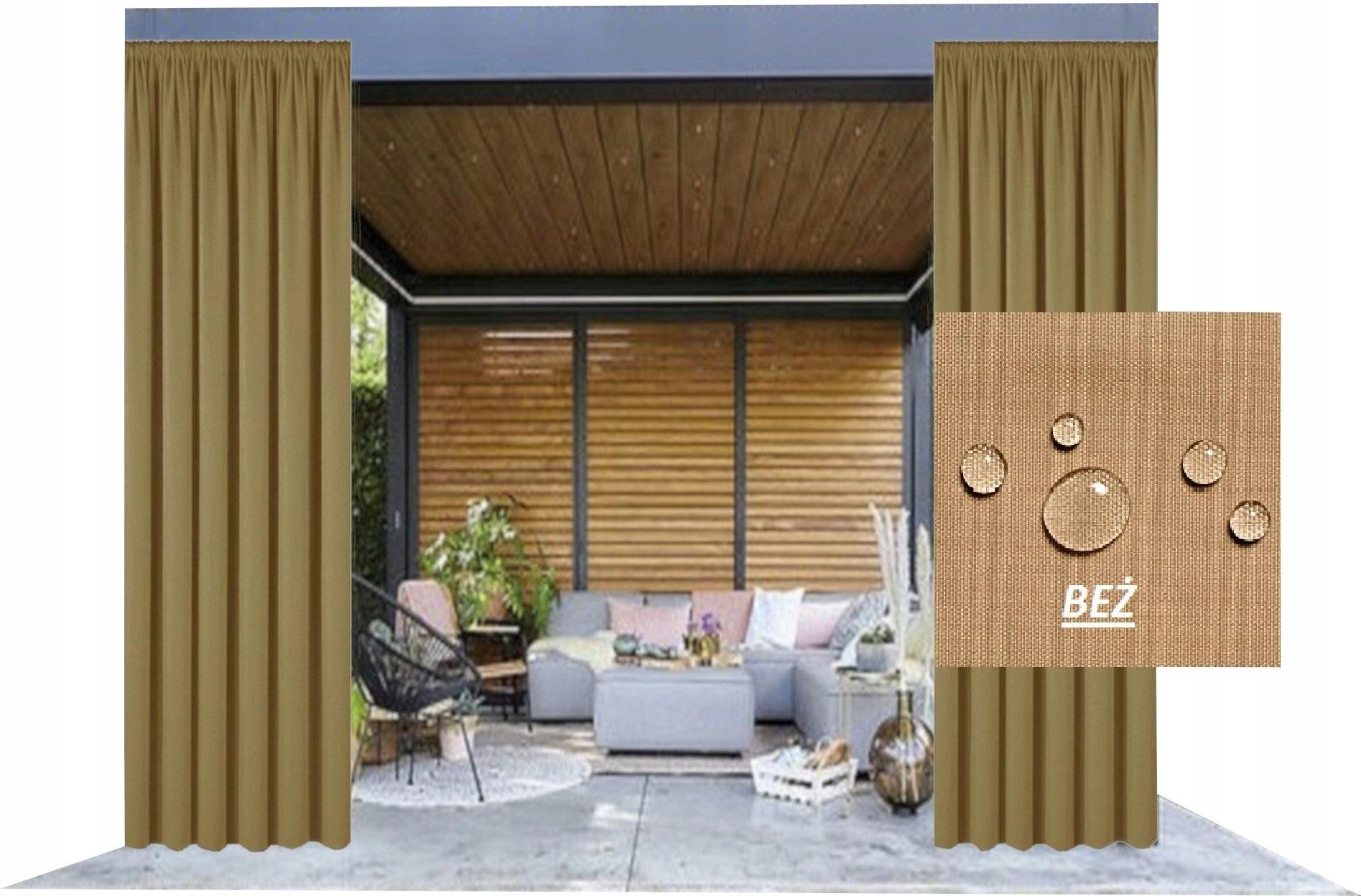 Zasłony Tarasowe 155X220cm Ogrodowe Altana 12344321 Beżowy - Ceny i ...