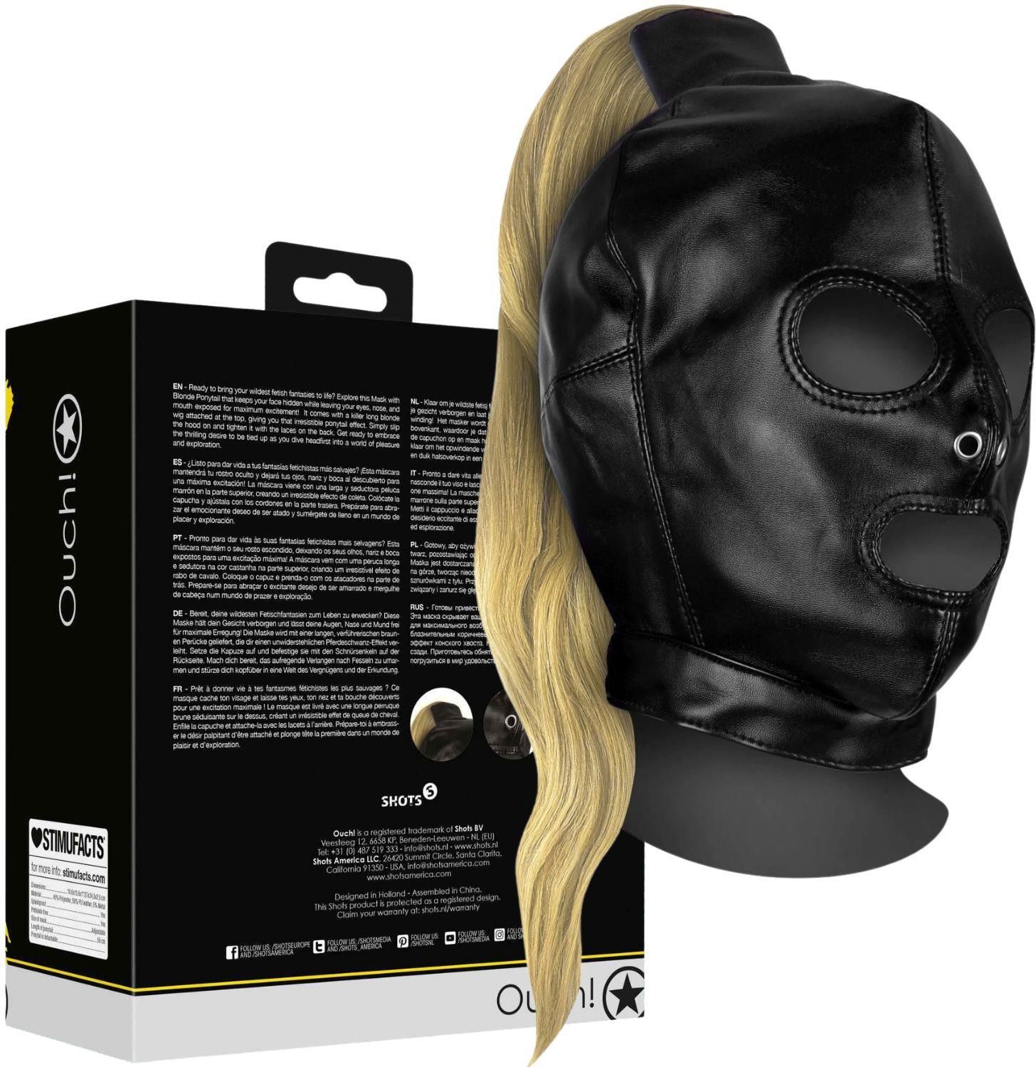 Mask with Blonde Ponytail - Black Maska z Blond kucykiem, Czarny - Ceneo.pl