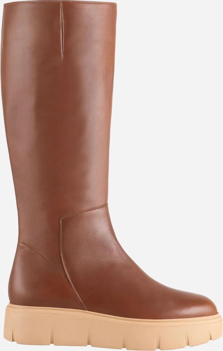 Hogl Zimowe kozaki damskie skórzane na platformie wysokie na zamek ...