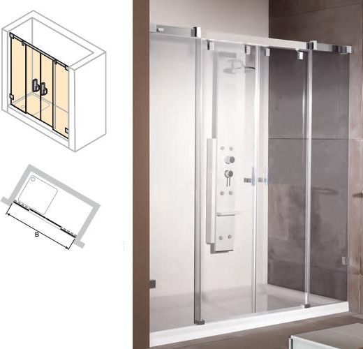 Drzwi prysznicowe Huppe VISTA PURE BEzRAMOWA suwane 2-częściowe do ...