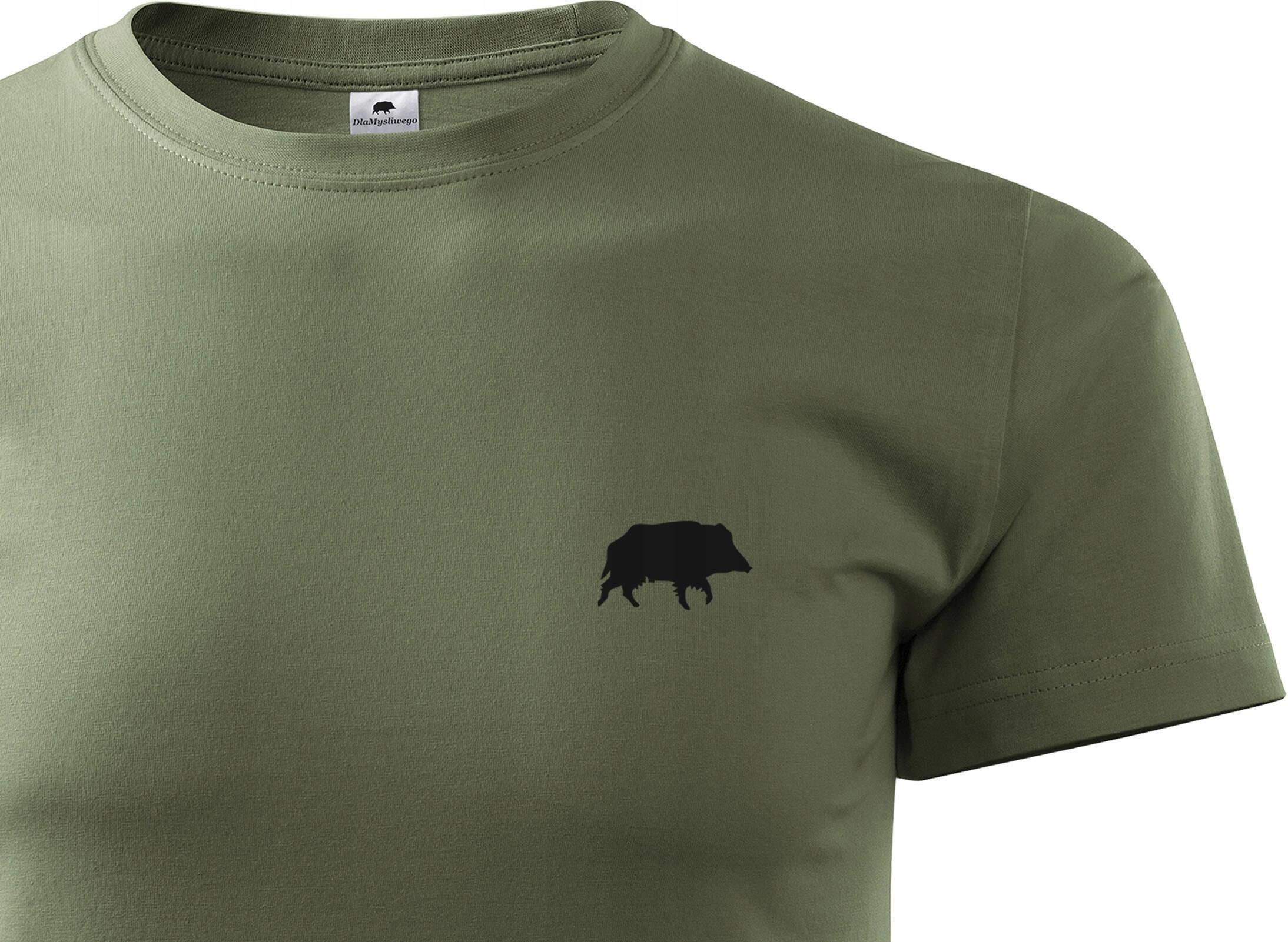 Myśliwska koszulka T-shirt khaki na polowanie mały nadruk Dzik - Ceny i ...