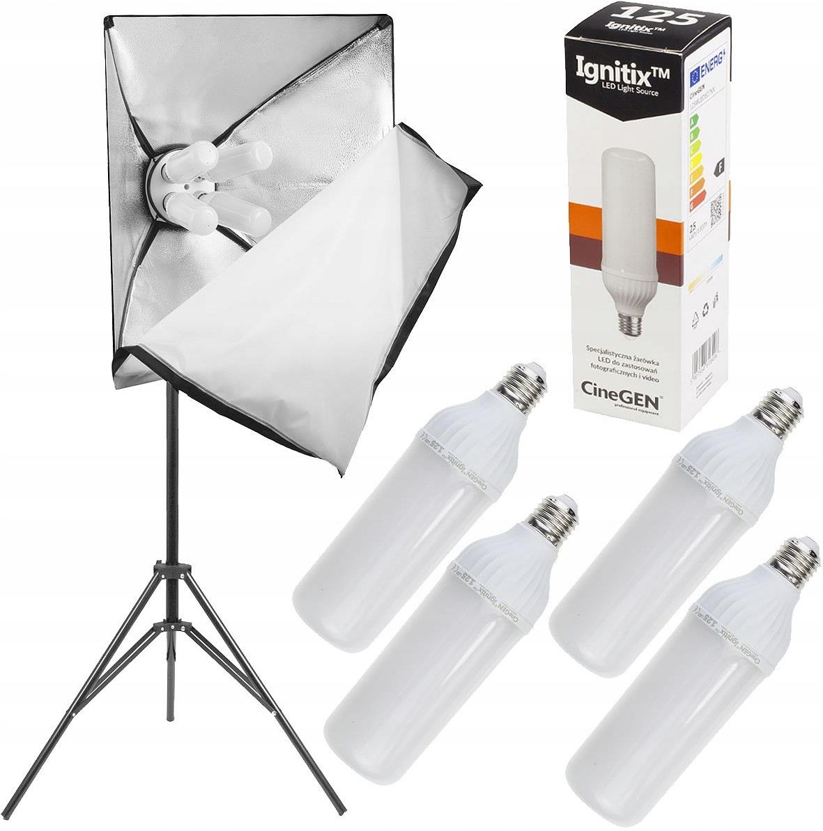 Cinegen Lampa fotograficzna do zdjęć 500W Led statyw 5500K softbox ...