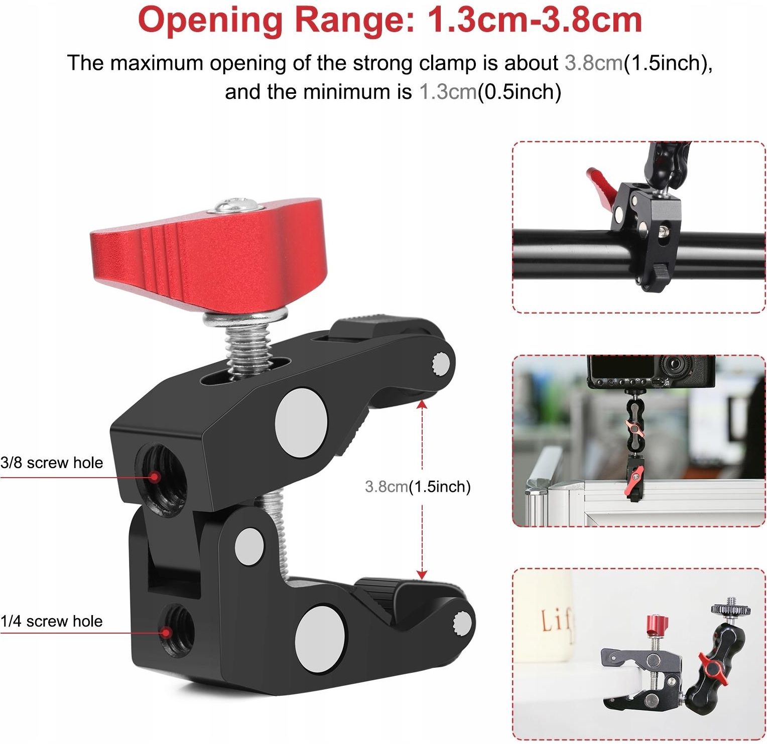 Puluz Uchwyt Crab Clamp Magic Arm Obrotowy do Aparatu GoPro Zacisk na ...