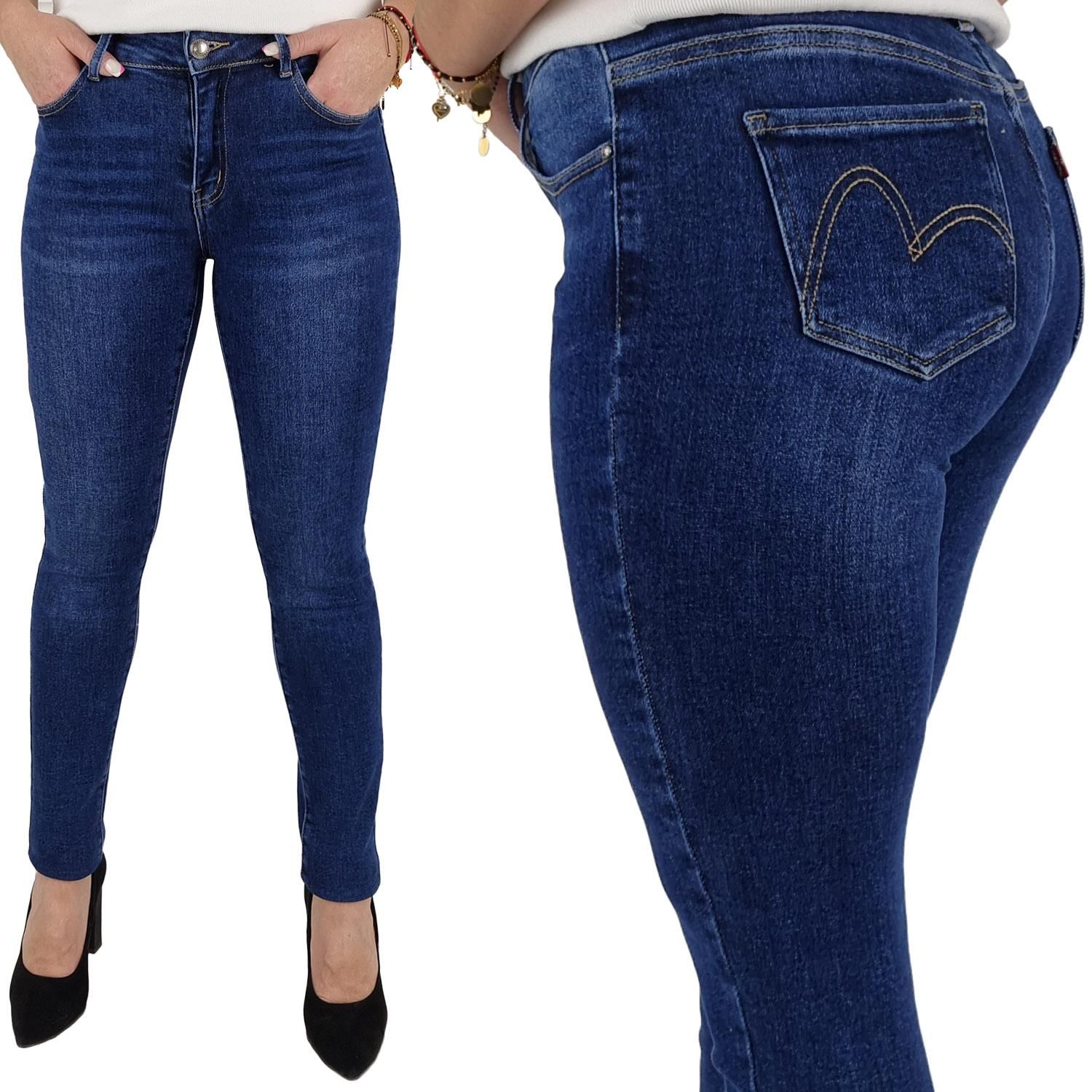 Damskie Spodnie M. Sara Modelujące Dopasowane Push Up Blue - Ceny i ...