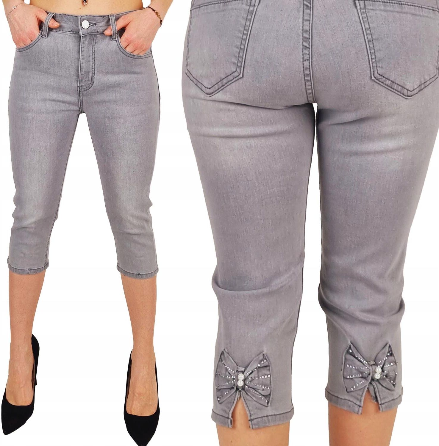 Damskie Spodnie Rybaczki Jeans z kokarda - Ceny i opinie - Ceneo.pl