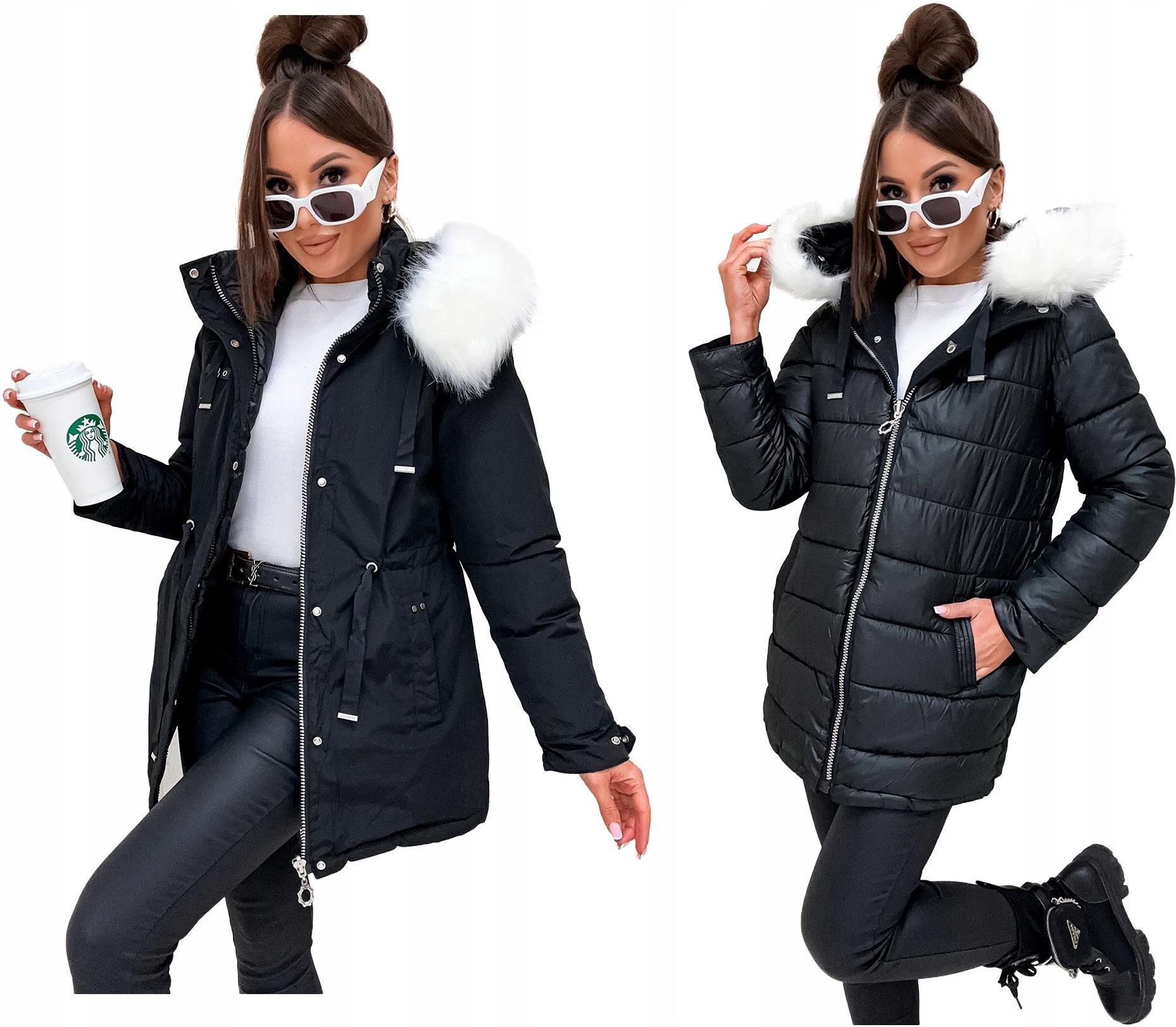 Ciepła zimowa dwustronna kurtka damska Parka 2144C L - Ceny i opinie ...