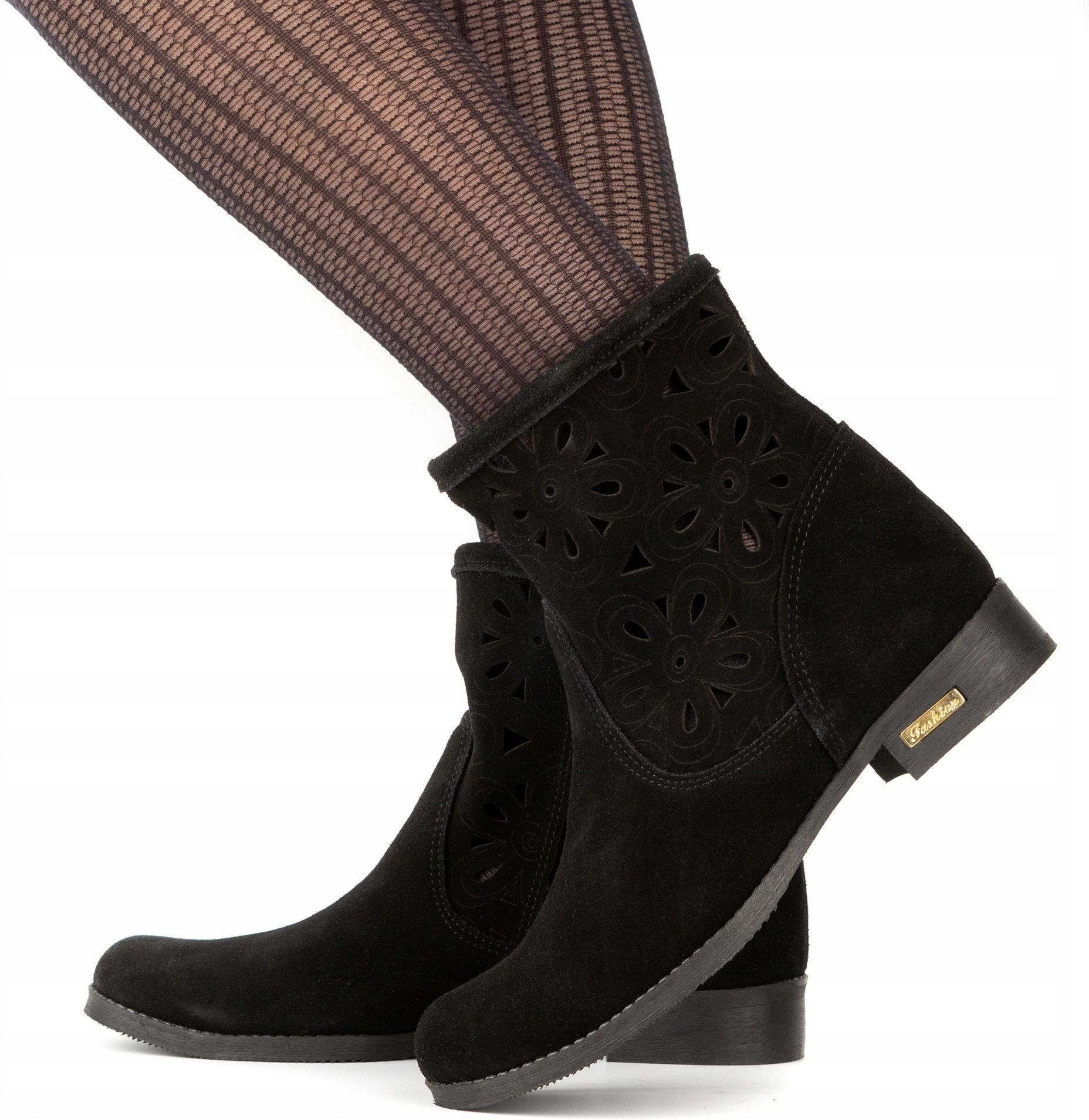 Botki zamszowe damskie ażurowe Alice czarne 42 - Ceny i opinie - Ceneo.pl