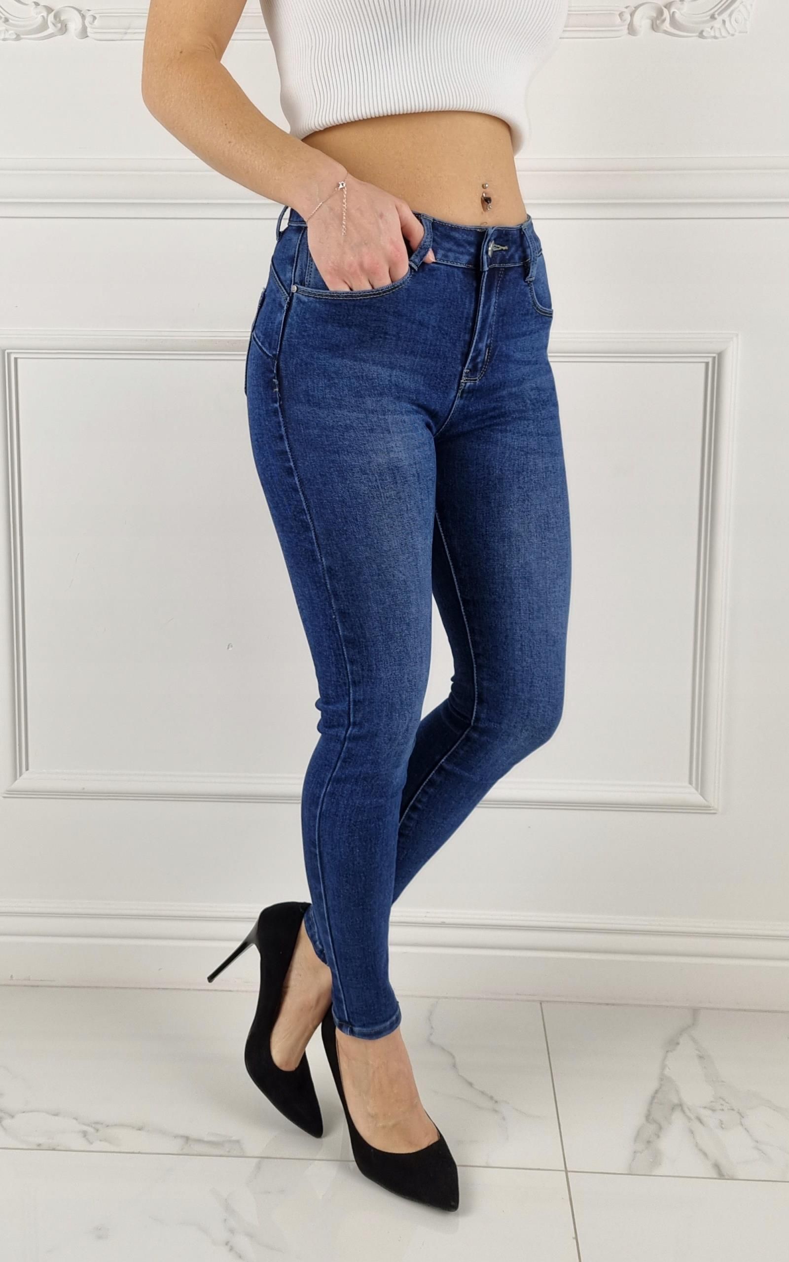 Damskie Spodnie Jeansowe Dopasowane Push-Up Blue - Ceny i opinie - Ceneo.pl