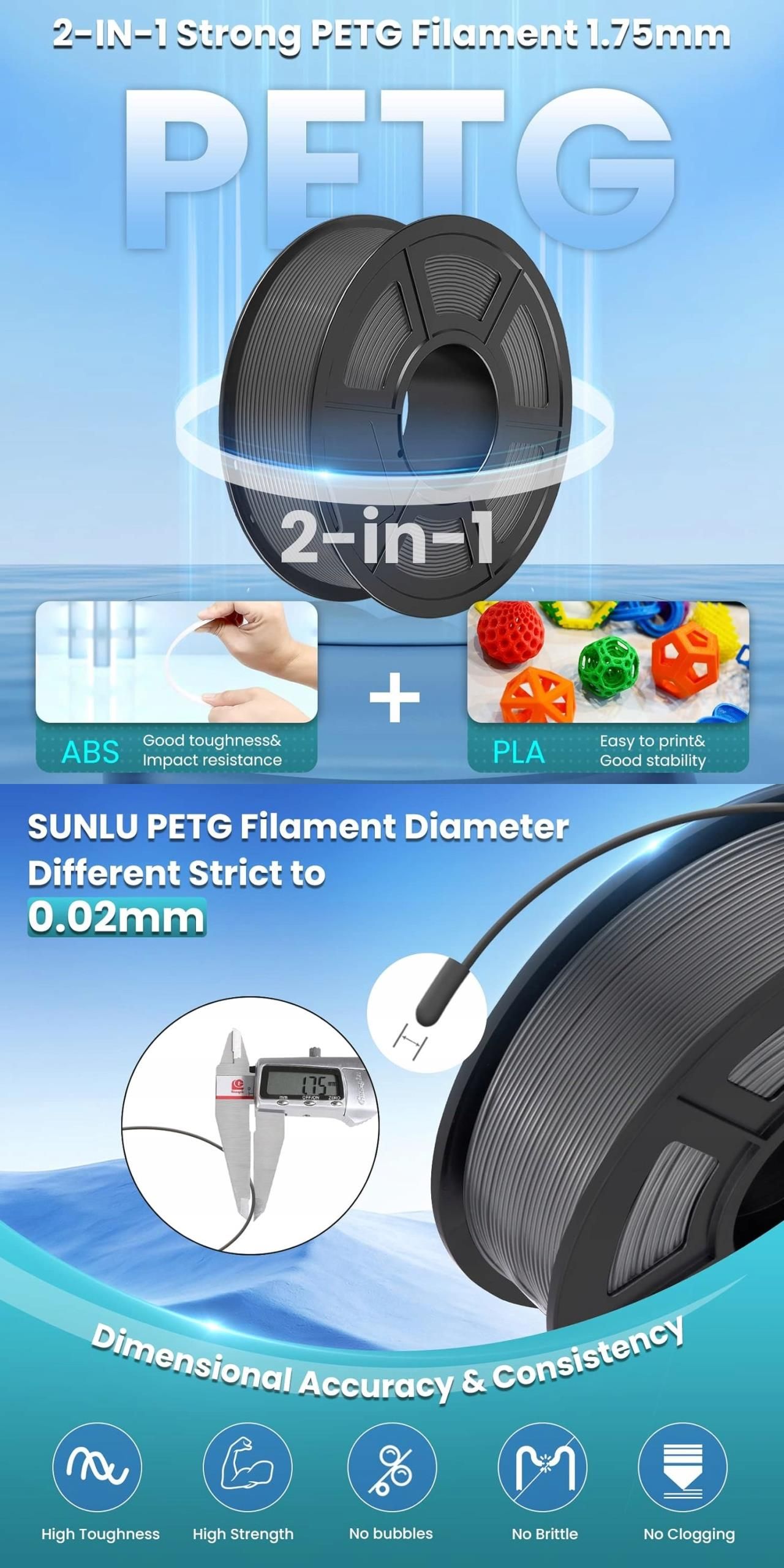 Filament Sunlu Filament Pet-G Szary Gray 1Kg (Petgrey1Kg) - Opinie i ...