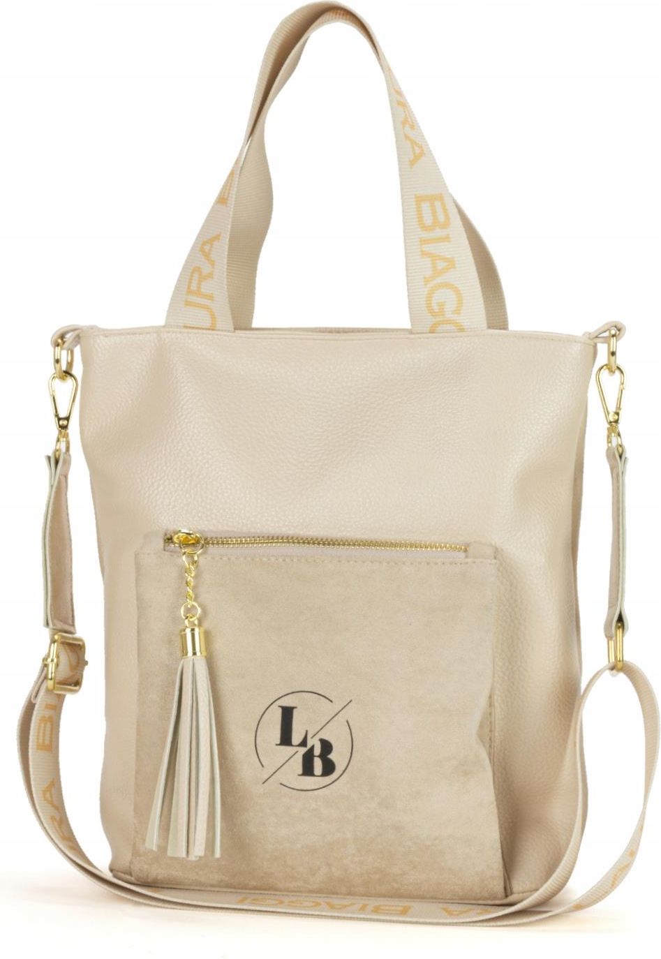 Laura Biaggi Torebka Listonoszka Beżowa Shopper Z Paskiem Na Ramię - Ceny i opinie - Ceneo.pl