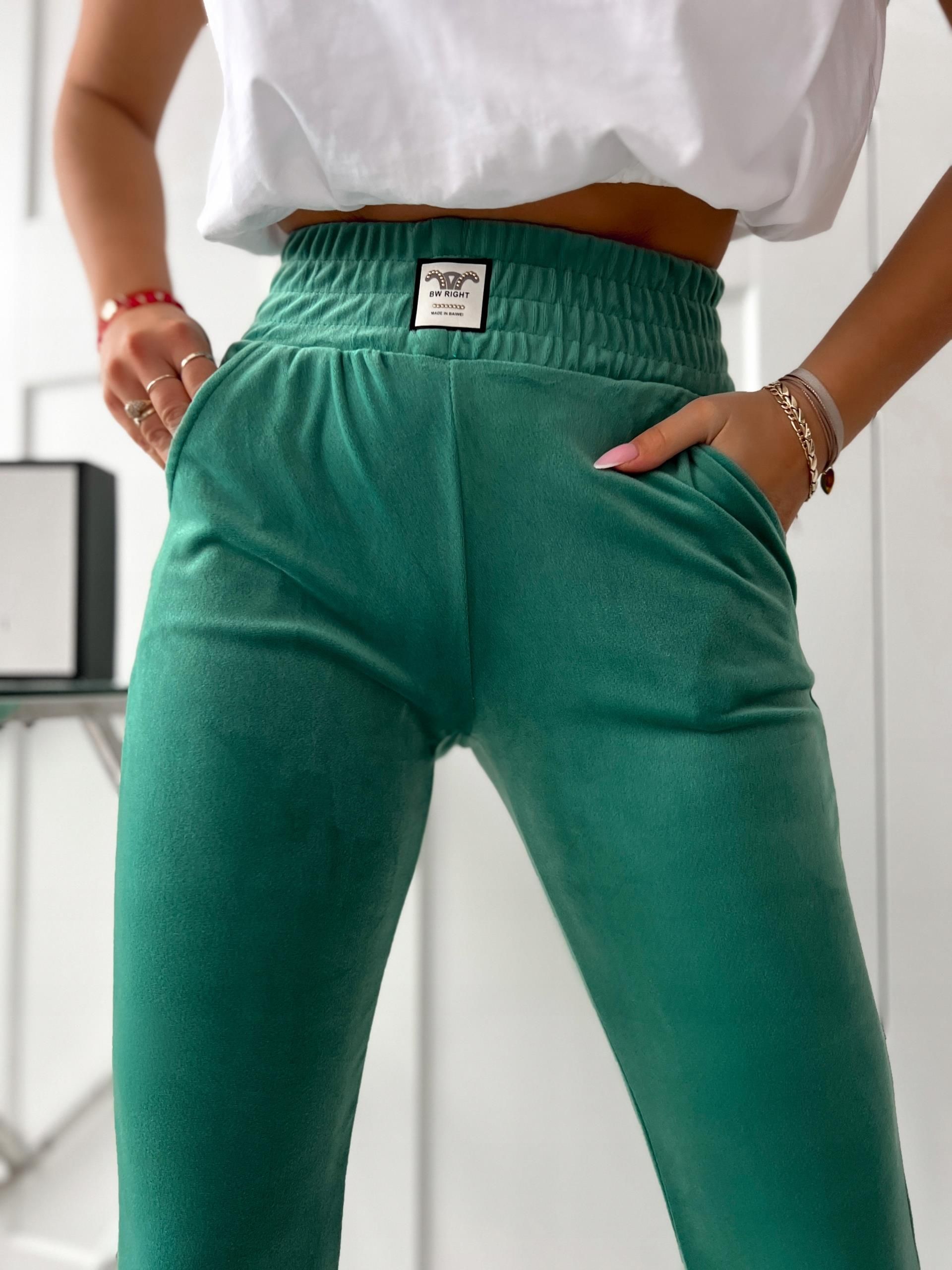 Spodnie dresowe welur Dresy welurowe szeroki pas EH390 wrzos M/L - Ceny ...