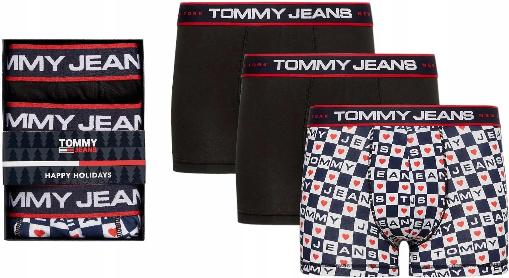 Tommy Hilfiger Bokserki Męskie 3 Pary Trunk Print Czarne/granatowe r.L ...