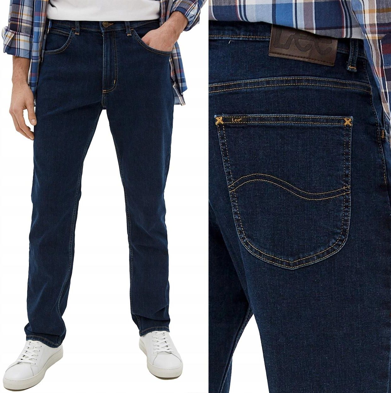 Lee Brooklyn Regular Fit Dark Stonewash Klasyczny Granatowy DżINS W40 ...